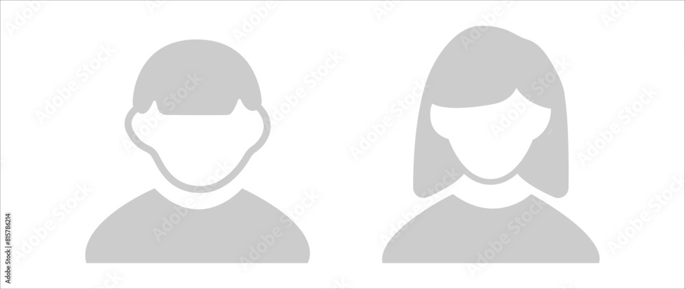 Vector flat illustration in grayscale. Man and woman icons. Avatar ...