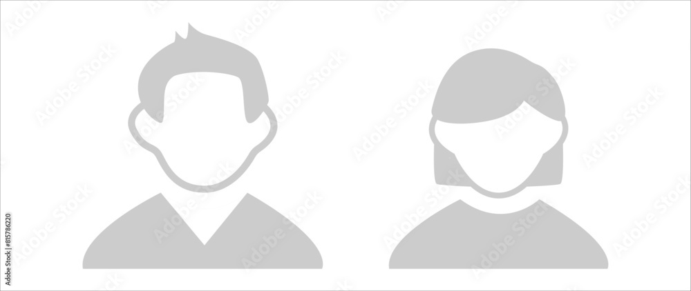 Vector flat illustration in grayscale. Man and woman icons. Avatar ...