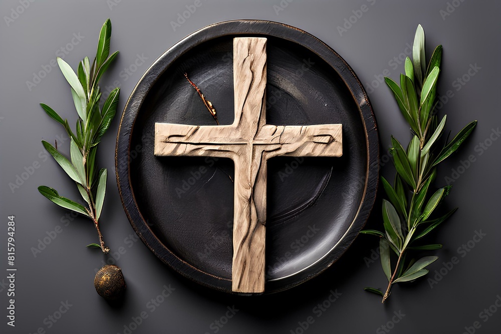 Ash Wednesday,faith, liturgy, religious ceremony background. Wooden ...