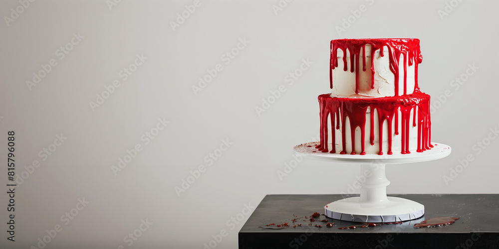 Creepy 2 layer buttercream cake with faux fake red liquid blood ...