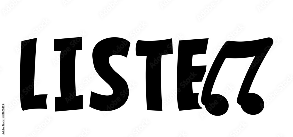 Slogan sound, music and key note symbol for staff and music notes. love ...