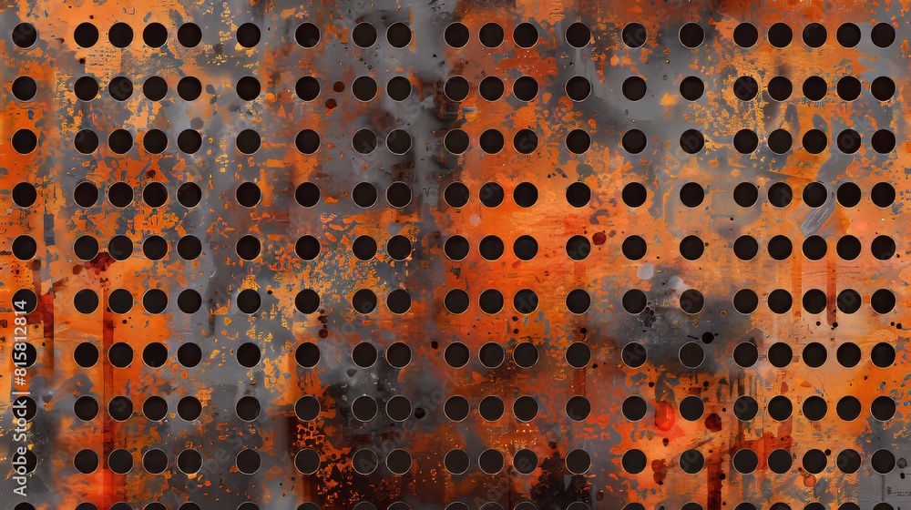An old weathered iron texture with holes, realistic illustration of old ...