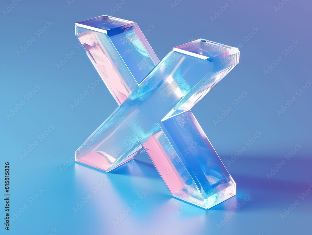 X icon blue letter, isometric transparent visualization Stock ...