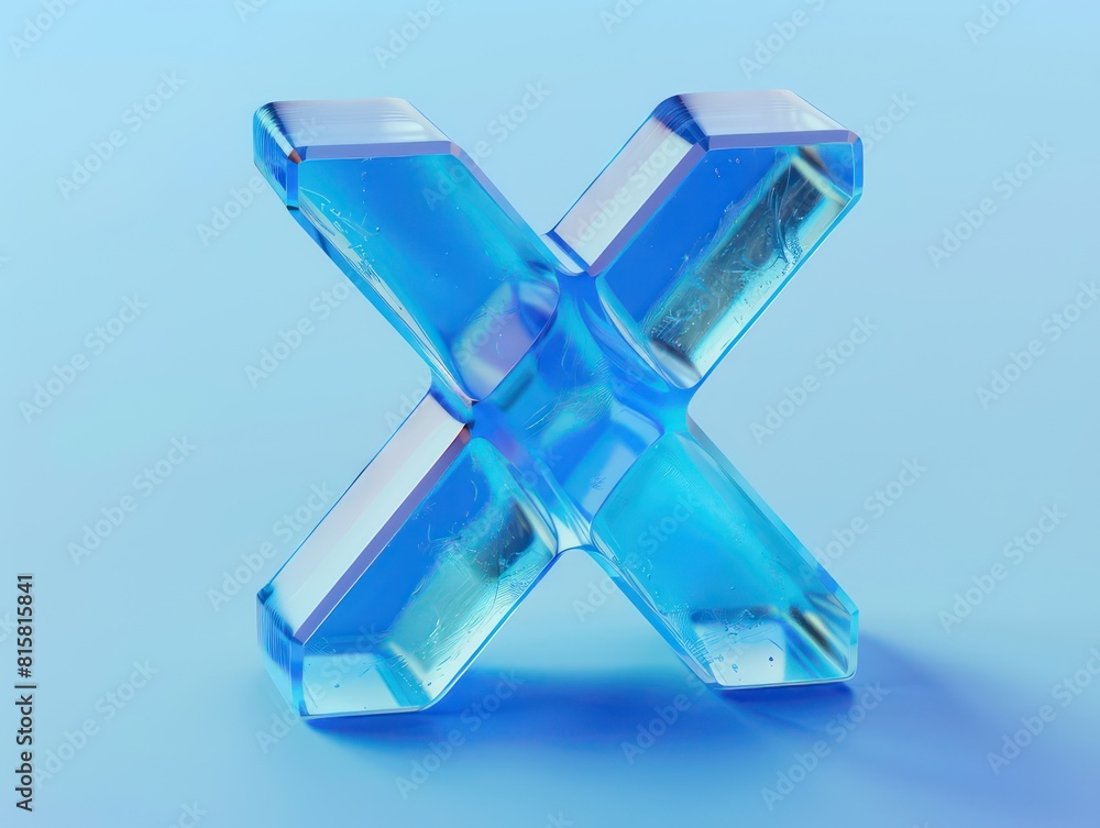 X icon blue letter, isometric transparent visualization Stock ...