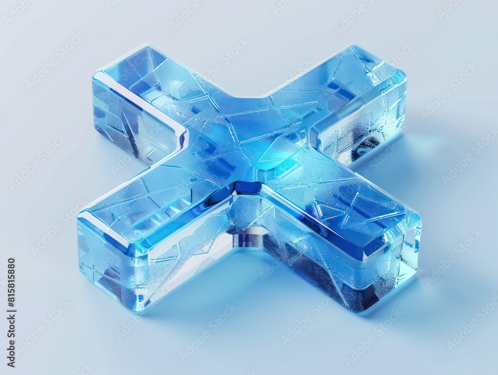 X icon blue letter, isometric transparent visualization Stock ...