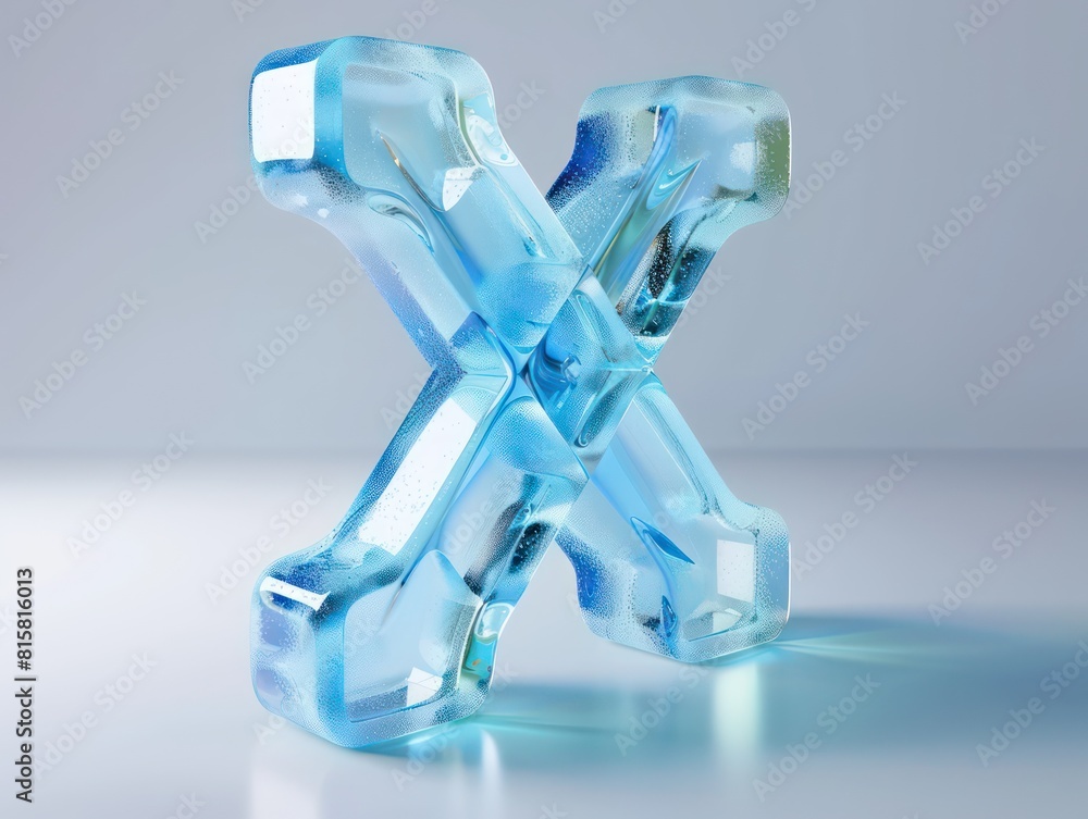 X icon blue letter, isometric transparent visualization Stock ...