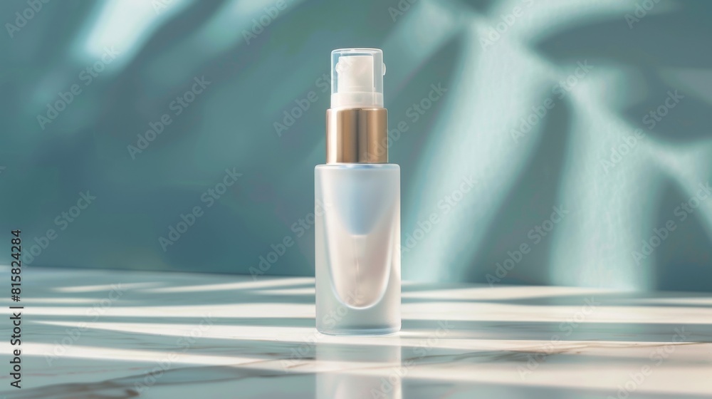 Functional primer bottle with pump, focusing on its ability to enhance facial brightness and ...