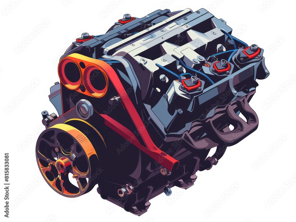 car engine illustration white background Stock Illustration | Adobe Stock