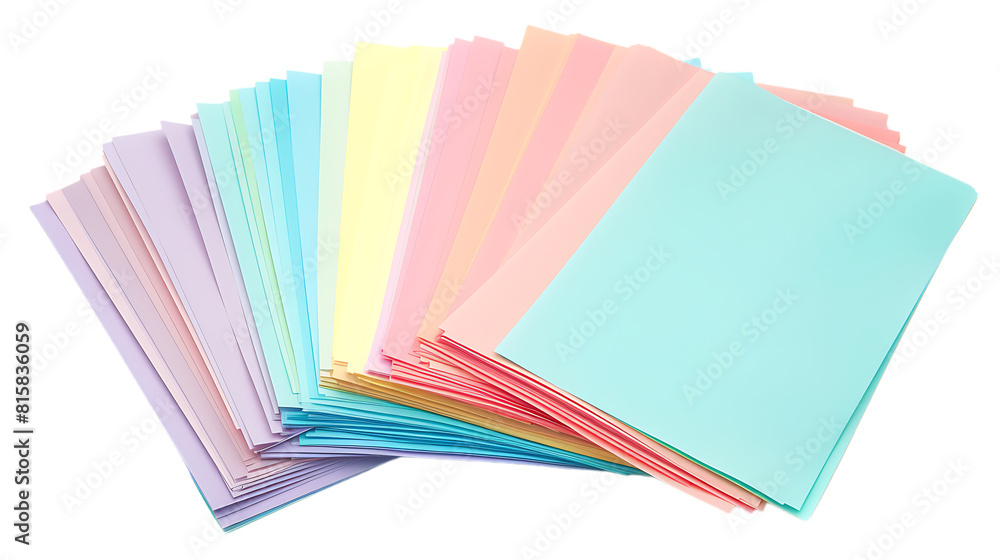 Pastel color paper sheets isolated on transparent background Stock ...
