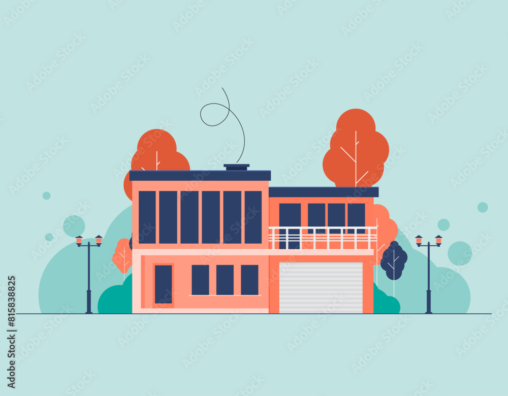 Downtown vector building illustration isolated on white background ...