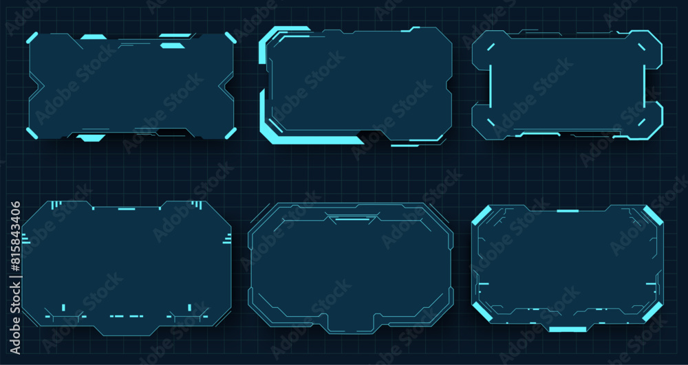 Futuristic Digital Interface Frames - Vector Set of Sci-Fi UI Elements ...