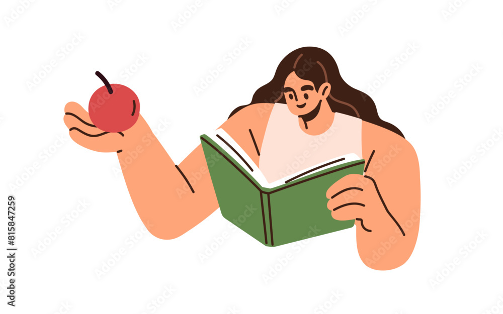 Student reading, studying book. Woman learner engaged with academic ...