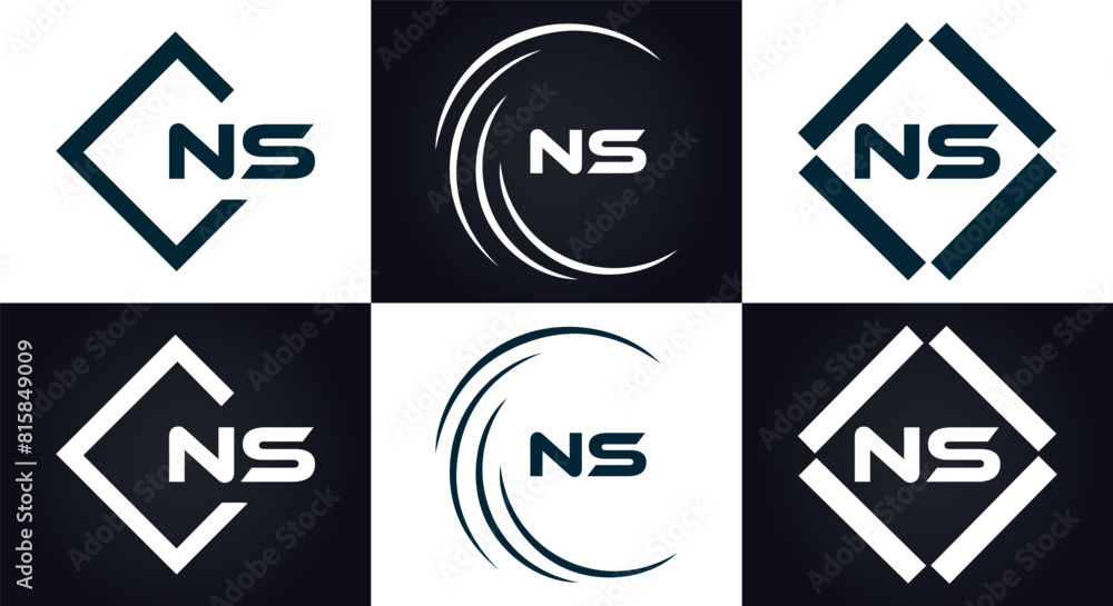 NS Letter Logo Design. Initial letters NS logo icon. Abstract letter NS ...
