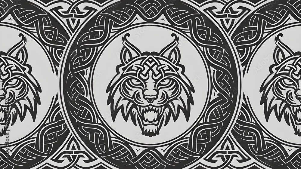Repetitive zoomorphic ornament in Celtic style. The ornament is to ...