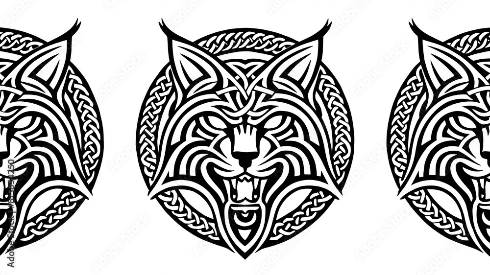 Stylized Lynx Figure in Celtic Zoomorphic Ornament Stock Illustration ...