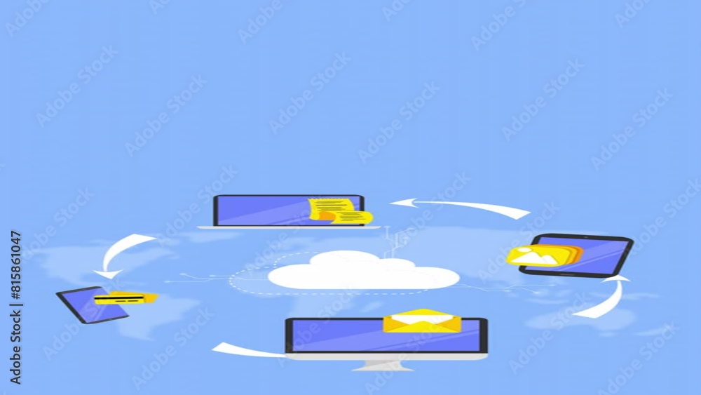 Animated Computing and Data Cloud Technology Concept Design Background ...