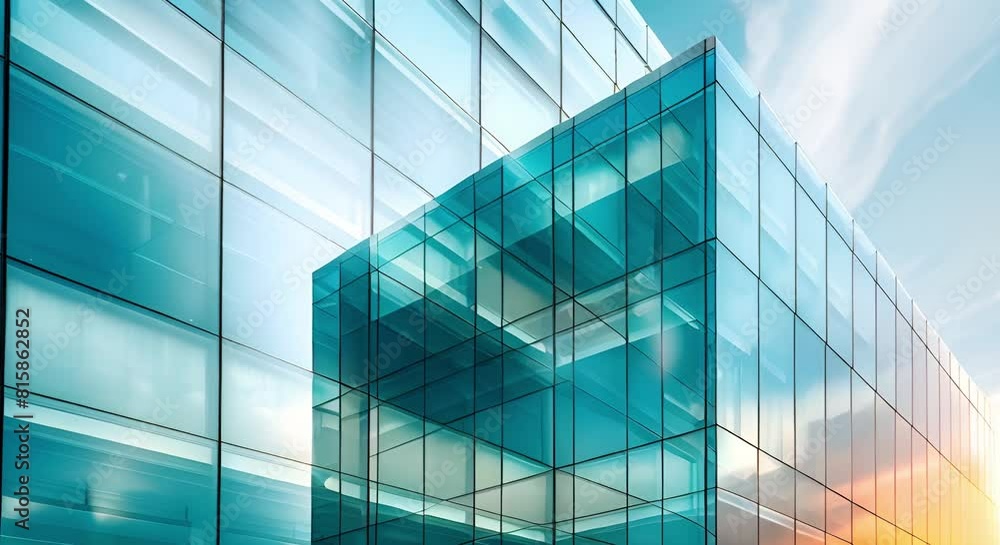 Modern business building with glass windows aluminum panels steel frame ...