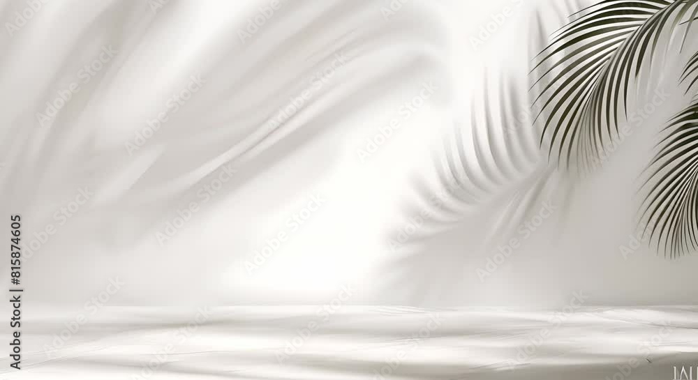 Minimal white marble counter with palm leaf shadow ideal for product ...