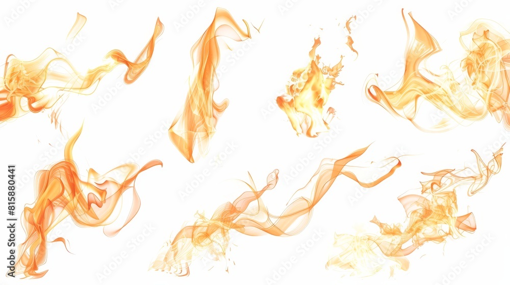 Illustrate a series of small fire flames, close-up, surreal, Blend mode ...