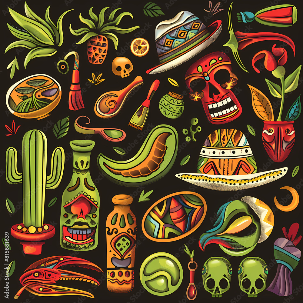 Mexican symbols design template of traditional vector image Stock ...