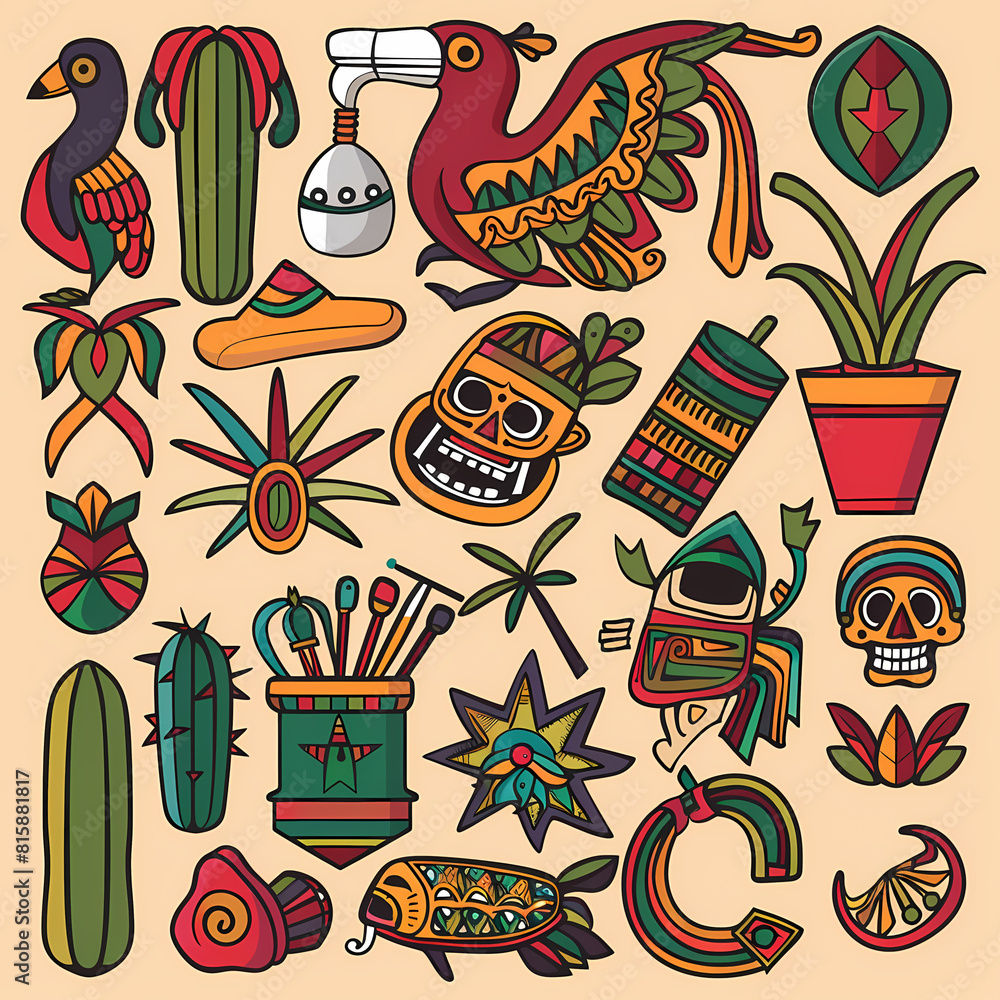 Mexican symbols design template of traditional vector image Stock ...