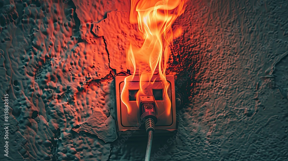 an electrical fire erupting from the end of a wire protruding from a ...