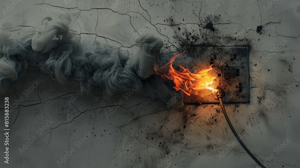 an electrical fire erupting from the end of a wire protruding from a ...