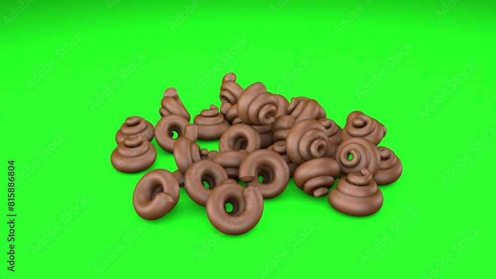 Falling poop emoji on green screen. 3D animation. Concept of social ...