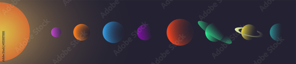 Illustration of the planets of our solar system. Vector gradient ...