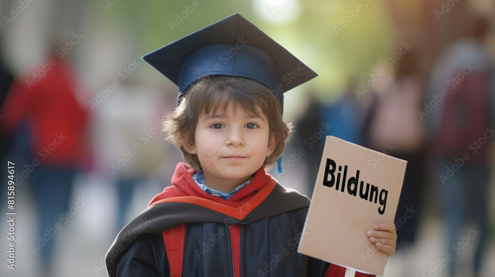 Bildungschancen junger Menschen Kind mit Schild in der Hand Bildung ...