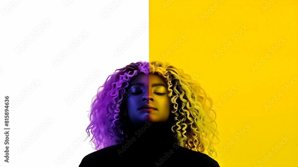 Non-binary african american person in black turtleneck, face half ...