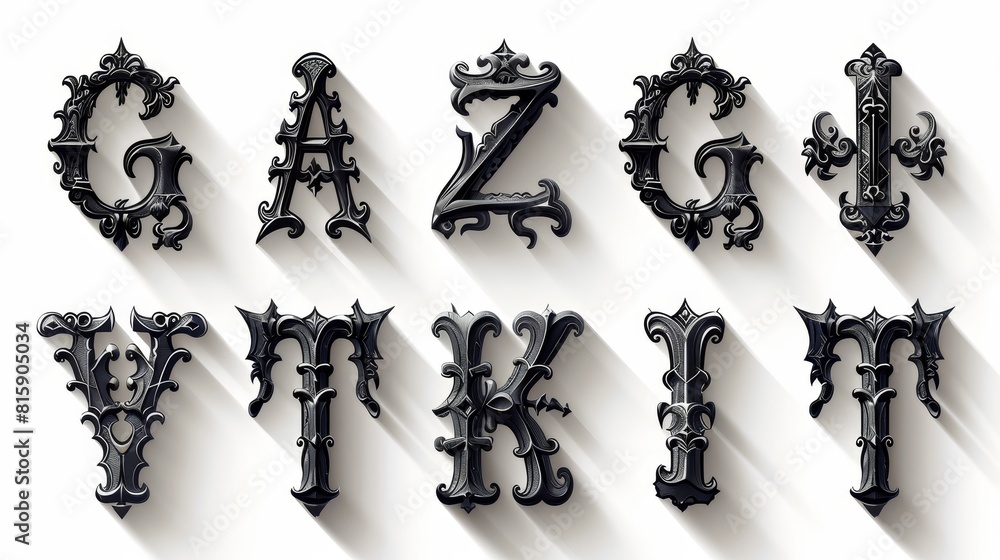 Vintage gothic font with shadow modern illustration. Calligraphic ...