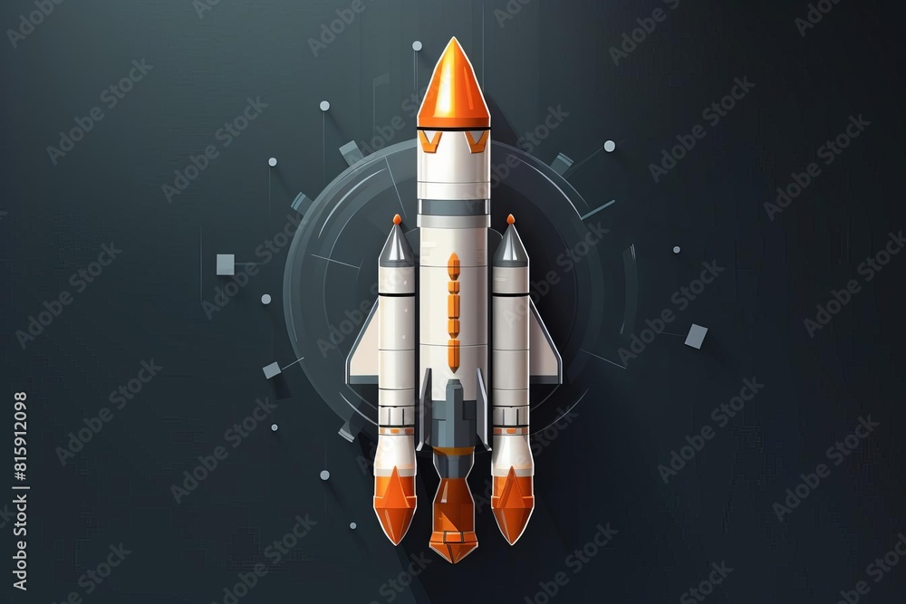 rocket testing flat design top view propulsion testing theme 3D render ...