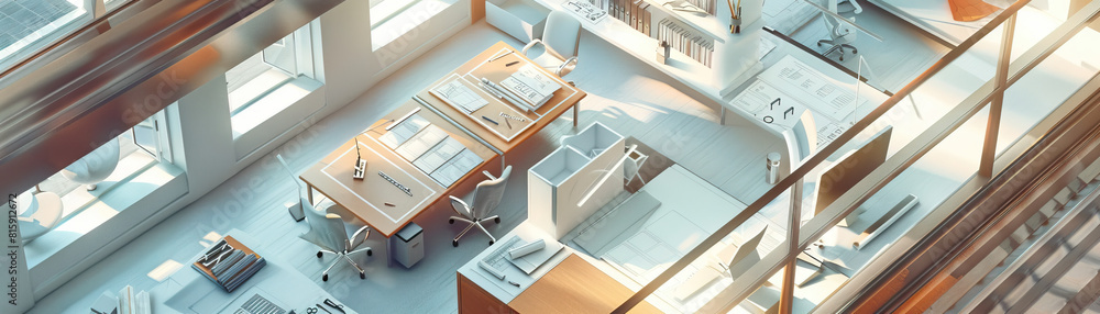 Urban Architecture Firm Floor: Featuring drafting tables, scale models ...