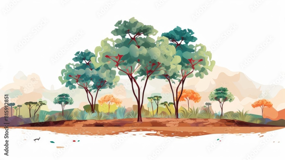 schoolyard tree planting flat design front view educational project ...