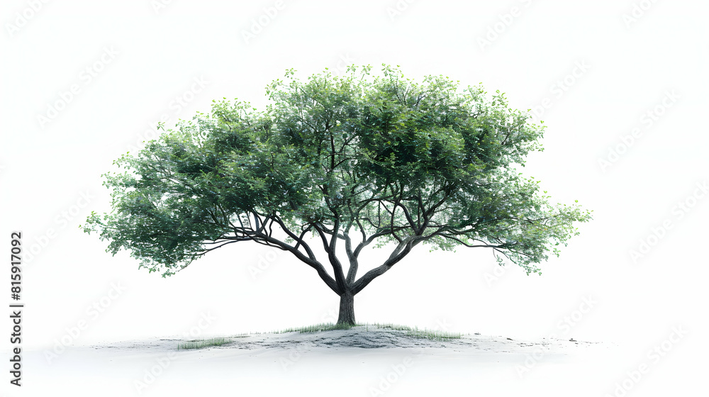 Stately Elm Tree Isolated on White Background Realistic Photo of Broad ...