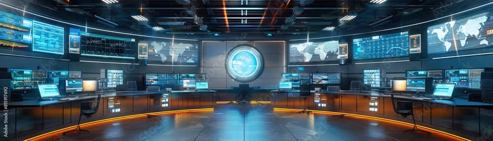 Crisis Response Command Center Floor: Featuring large display screens ...