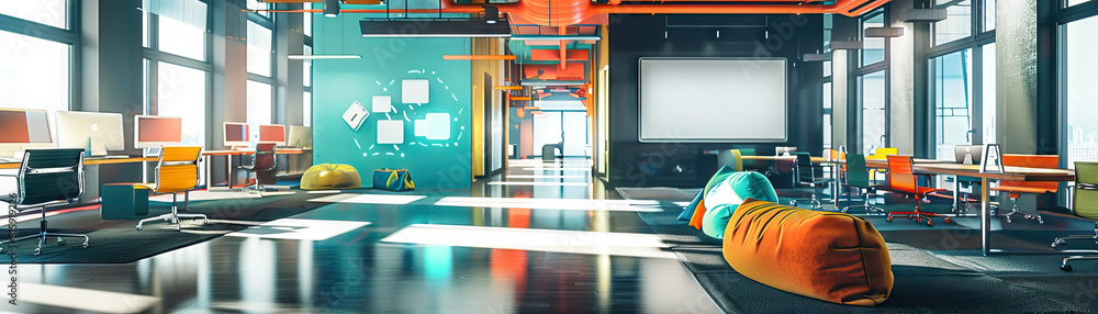 Tech Startup Office Floor: Featuring open-plan workstations ...