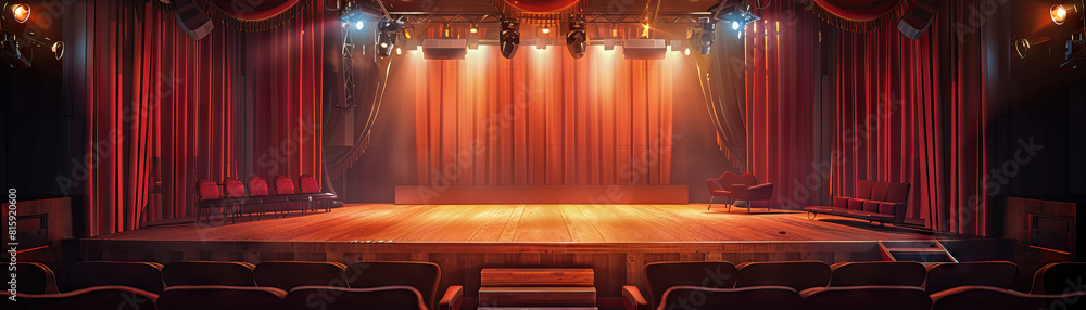 Community Theater Stage Floor: Displaying stage props, lighting rigs ...