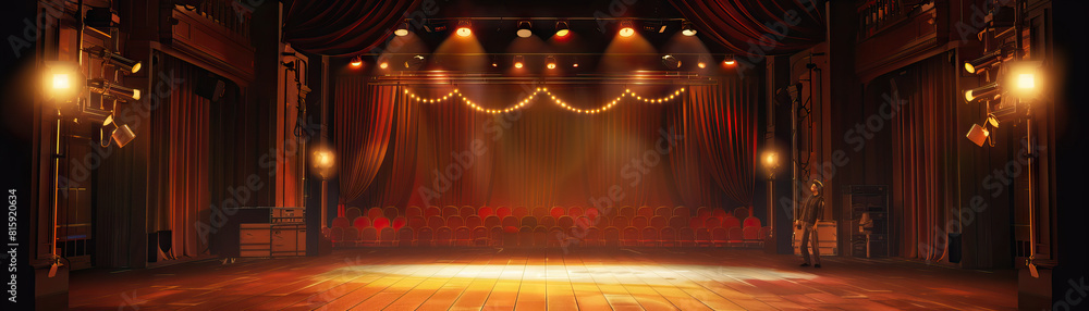 Community Theater Stage Floor: Displaying stage props, lighting rigs ...