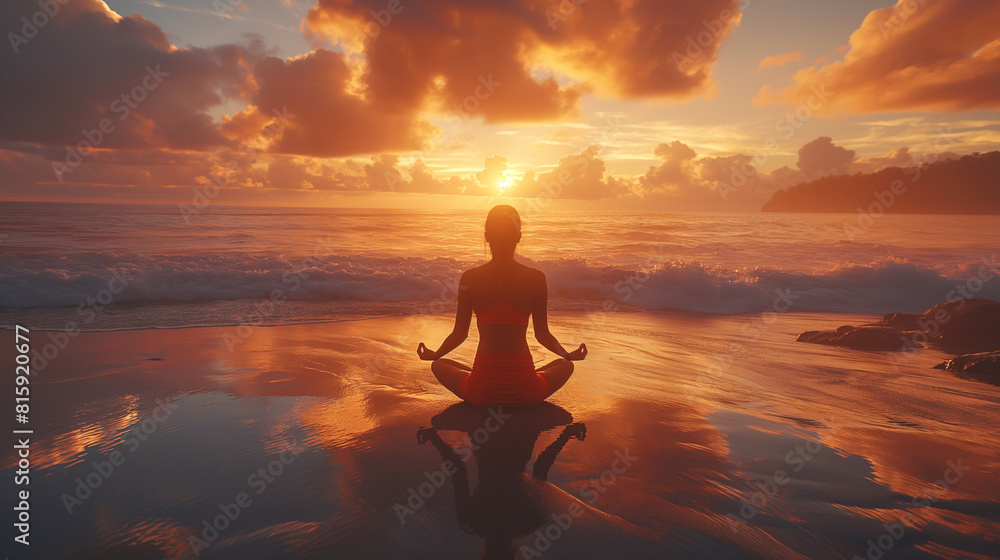 An atmospheric shot of a yogi performing the Sun Salutation (Surya ...