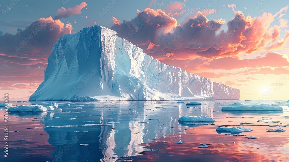 Iceberg melting due to earth warming climate change Stock Illustration ...