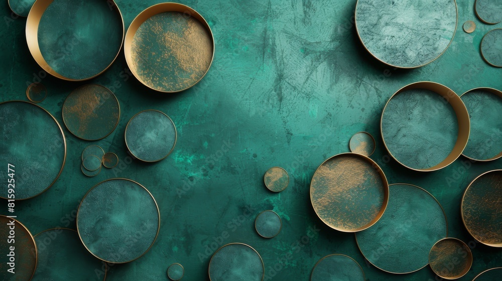 3d Elegant Ellipse Designs on Rich Green Background with Fine Grain ...