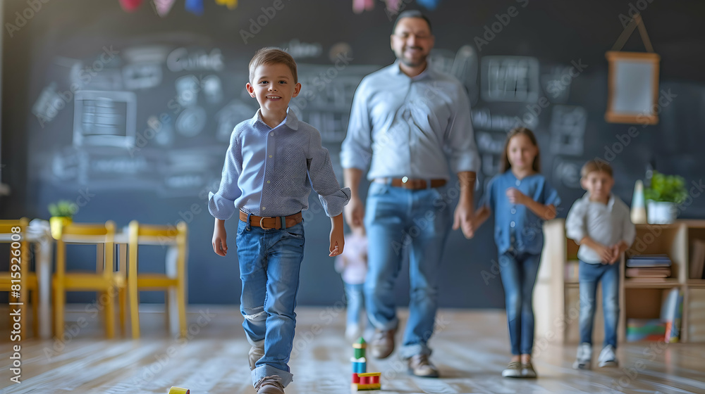 Confident Single Father Leading Diverse Family Workshop on Work Life ...