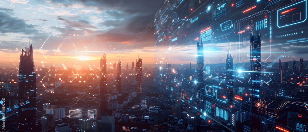 AI-Powered Future World, Image of a future city using artificial ...