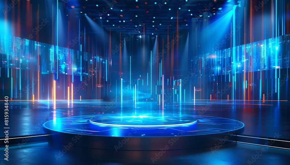 Award ceremony at a grand podium stage, side view, Award presentation ...