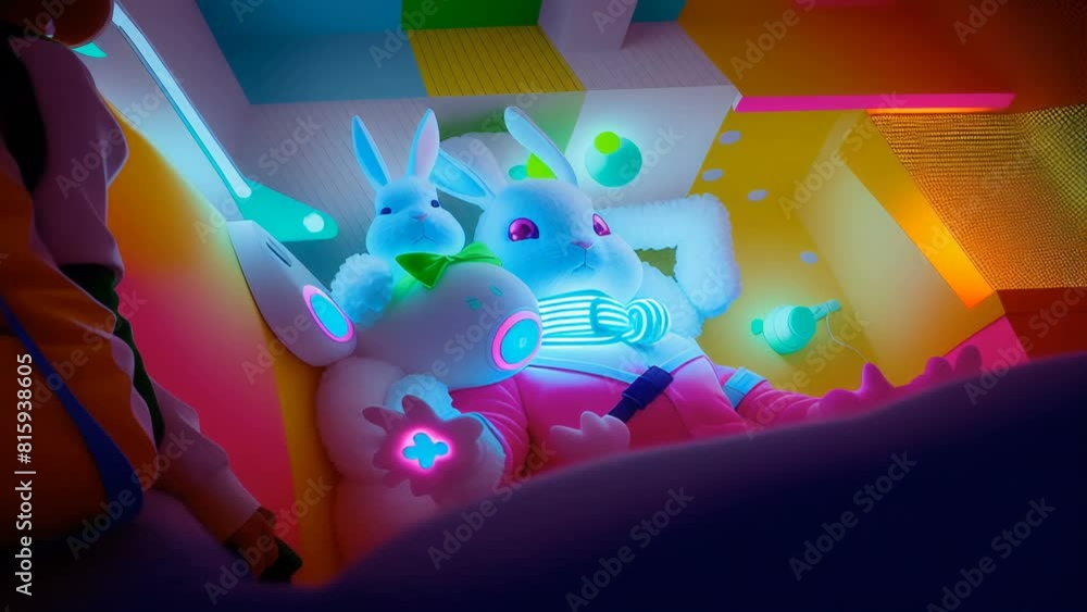Generative Ai animation of cartoon glowing toys. Kids background of ...