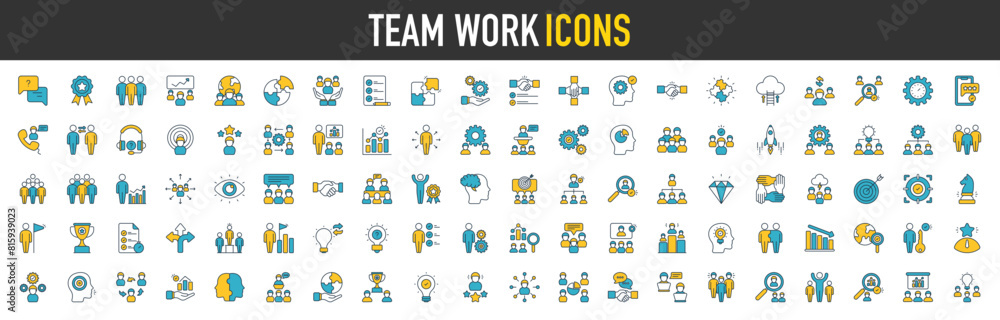 Team Work icon set. Contains as Business Meeting, Achievement, Help ...
