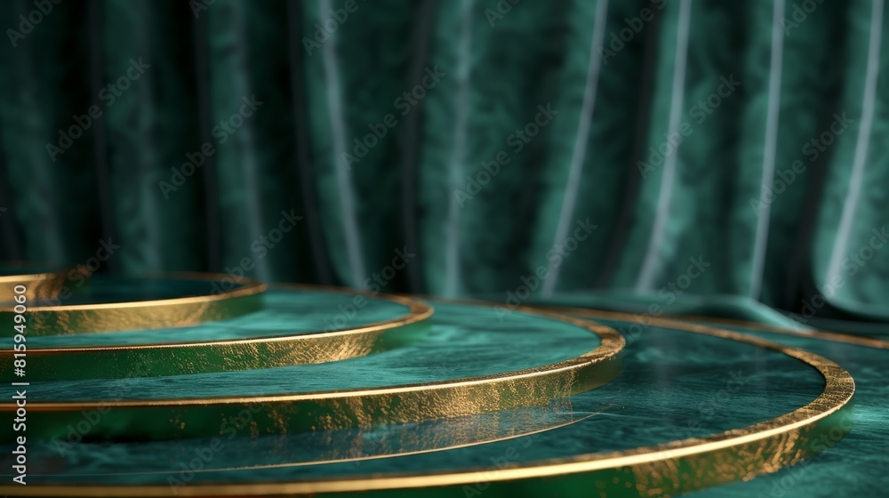 3d Elegant Elliptical Designs on Rich Green Background with Fine Grain ...