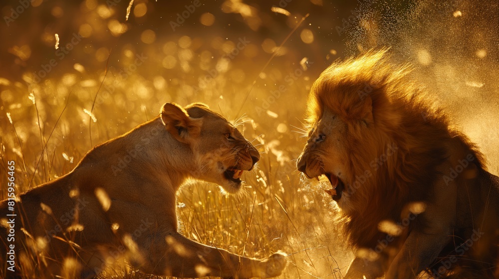 lion fighing over Massai marah jungle in south africa 4K Wallpaper ...